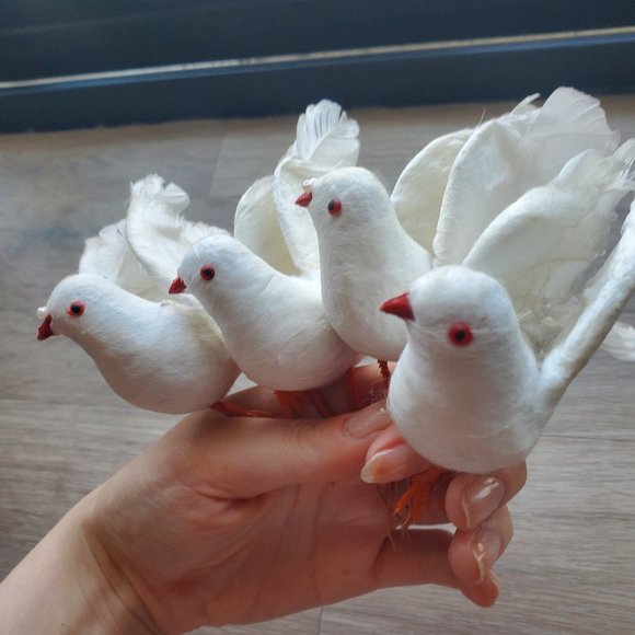 Accents | Set Of 4 Decorative White Doves With Wire Attachment | Poshmark